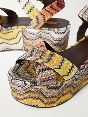Missoni Julia Striped Woven Lurex Platform Sandals - Orange