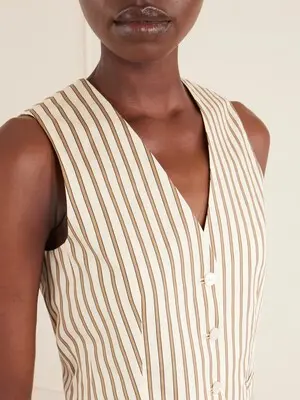 Max Mara Striped Cotton And Silk-blend Poplin Vest - Neutrals