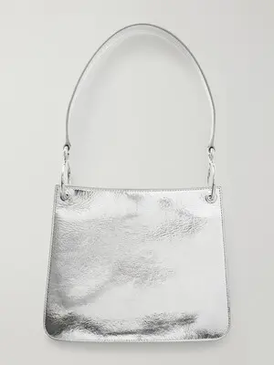 JIL SANDER Otto Small Metallic-leather Shoulder Bag - Gray