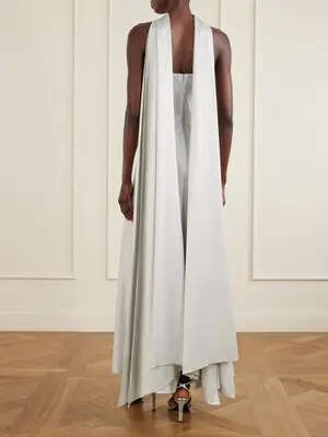 Solace London Cece Cape-effect Gown - Silver