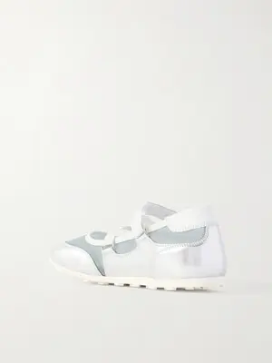 Marni Metallic Leather-trimmed Mesh Sneakers - Silver