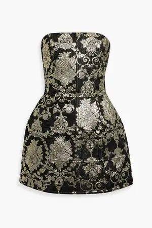 Alice + Olivia Gerda Strapless Brocade Mini Dress