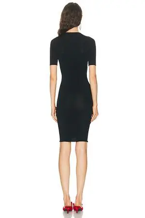 Valentino Garavani Black Rouche Knit Dress