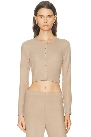 LESET Lauren Crop Cardigan - Sable