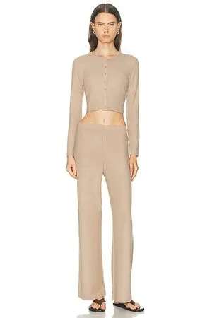 LESET Lauren Crop Cardigan - Sable