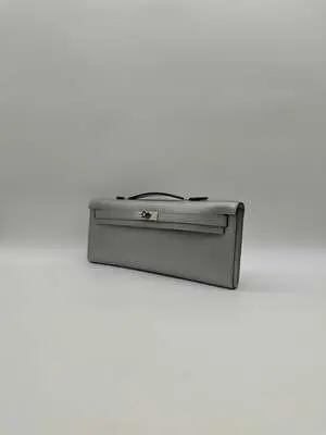 Hermès Kelly Clutch Chevre Palladium Hardware - Argent