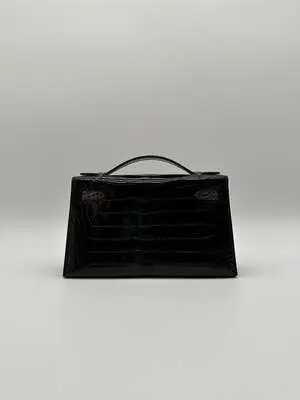 Hermès Kelly Hss /graphite Shiny Alligator Gold Hardware - Black