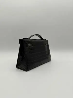 Hermès Kelly Hss /graphite Shiny Alligator Gold Hardware - Black