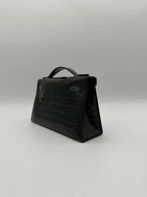 Hermès Kelly Hss /graphite Shiny Alligator Gold Hardware - Black