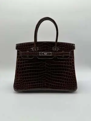 Hermès Birkin Havana Shiny Niloticus With Palladium Hardware