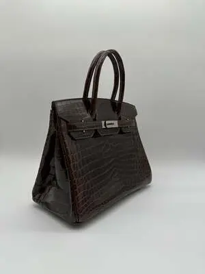 Hermès Birkin Havana Shiny Niloticus With Palladium Hardware