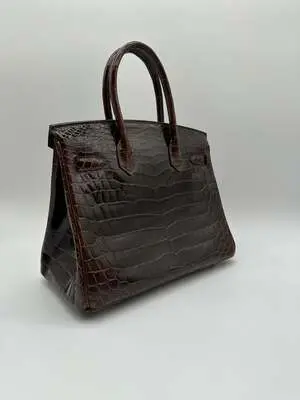 Hermès Birkin Havana Shiny Niloticus With Palladium Hardware