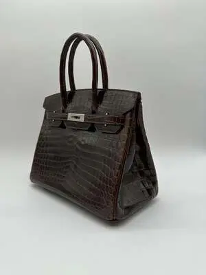 Hermès Birkin Havana Shiny Niloticus With Palladium Hardware