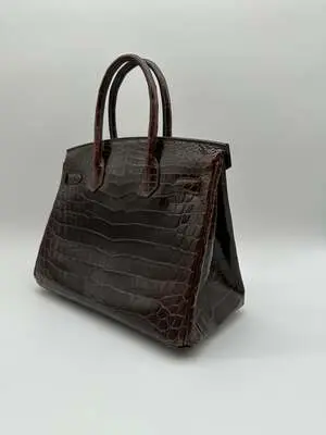 Hermès Birkin Havana Shiny Niloticus With Palladium Hardware