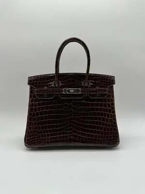 Hermès Birkin Havana Shiny Niloticus With Palladium Hardware - Brown