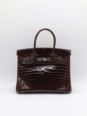 Hermès Birkin Havana Shiny Niloticus With Palladium Hardware