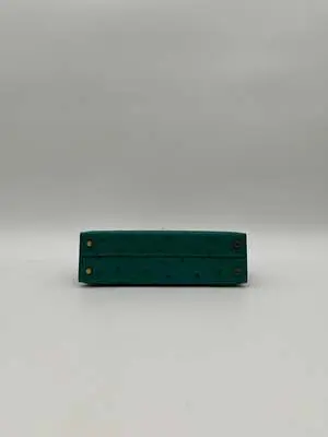 Hermès Mini Kelly Hss Vert Vertigo/ Gris Meyer Ostrich With Gold Hardware