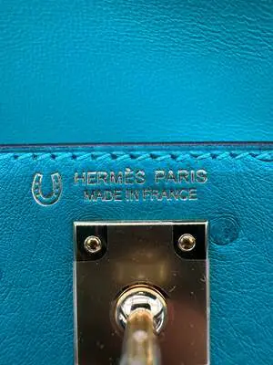 Hermès Mini Kelly Hss Vert Vertigo/ Gris Meyer Ostrich With Gold Hardware