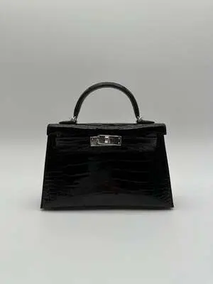 Hermès Mini Kelly Alligator Handbag - Black