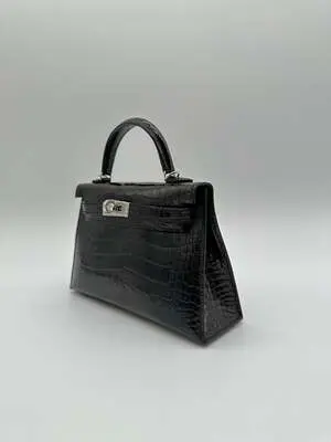 Hermès Mini Kelly Alligator Handbag - Black