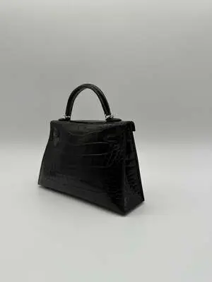 Hermès Mini Kelly Alligator Handbag - Black