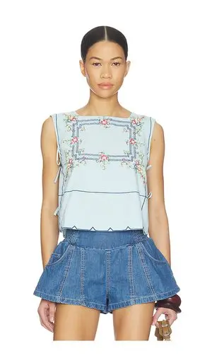 Free People Embroidered Twill Top