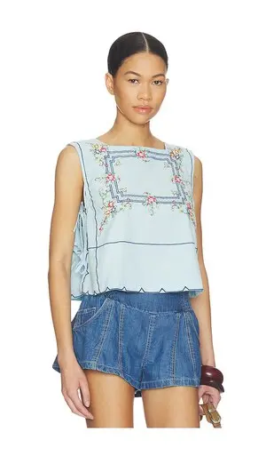 Free People Embroidered Twill Top