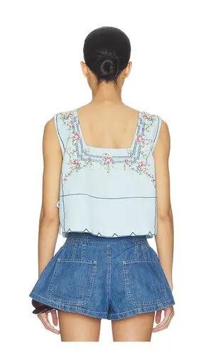 Free People Embroidered Twill Top