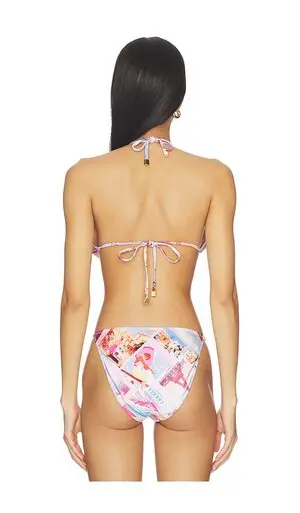 L'Agence Kristin Postcard Print Bikini Tri Slider Bra - Multi