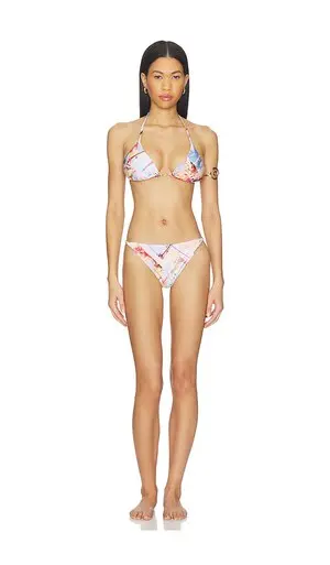 L'Agence Kristin Postcard Print Bikini Tri Slider Bra - Multi