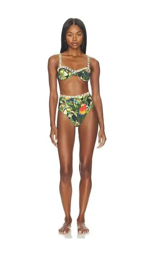Farm Rio High Waisted Bikini Bottom With Tropical Print