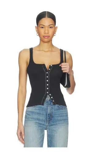 Free People End Game Pointelle Tank - Black