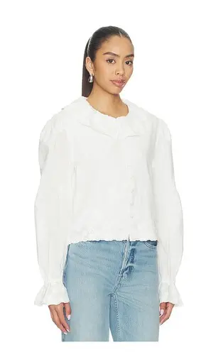 STONE COLD FOX X Abigail Embroidered Floral Cropped Blouse