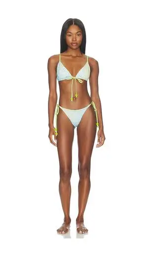 Casablanca String Beaded Bikini Top - Optic Drop
