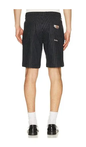 KHALHON Linen Blend Club Shorts With Pin Stripes