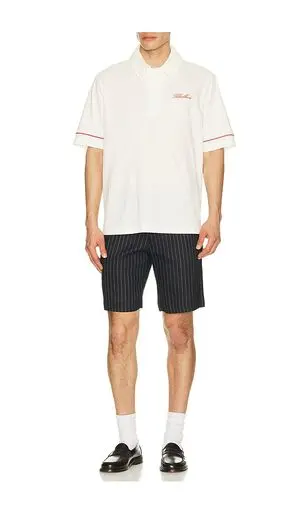 KHALHON Linen Blend Club Shorts With Pin Stripes