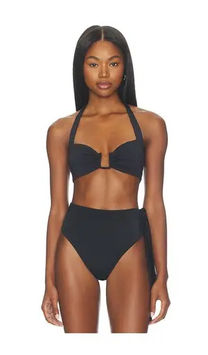 AWAY THAT DAY Corfu U-shape Halter Neck Bikini Top - Black