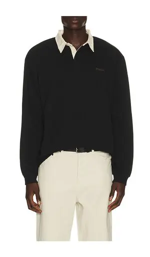 RHYTHM Vintage Rugby Polo In Black