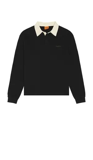 RHYTHM Vintage Rugby Polo In Black