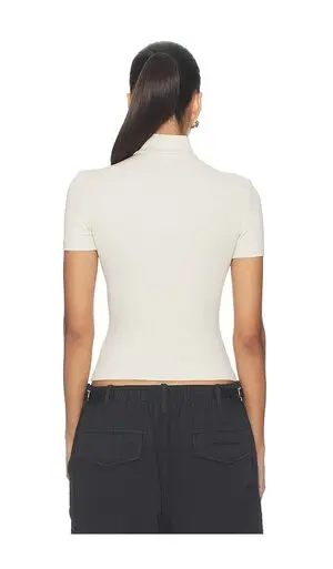 Alexander Wang Short Sleeve Rashguard Top With Mock Neck - Ivory