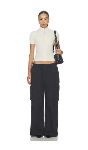 Alexander Wang Short Sleeve Rashguard Top With Mock Neck - Ivory
