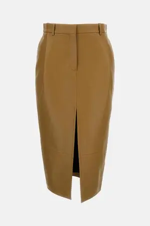 Khaite Anden Leather Midi Skirt