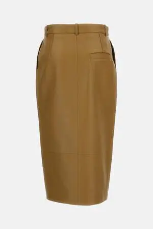 Khaite Anden Leather Midi Skirt - Marrone