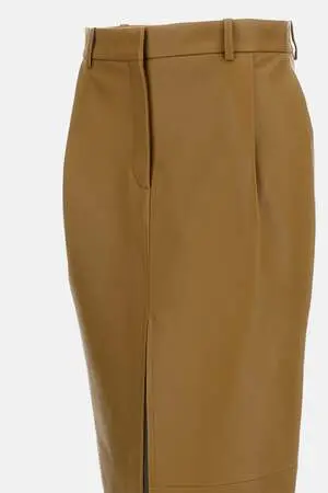 Khaite Anden Leather Midi Skirt - Marrone
