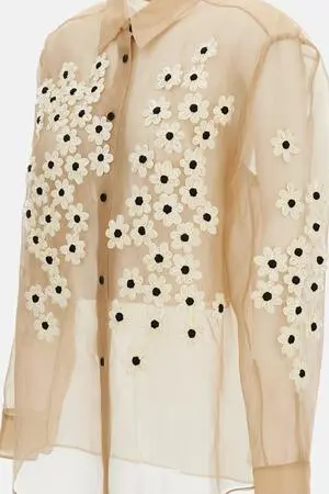 Khaite Argo Floral Appliqué Shirt - Beige
