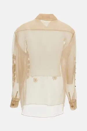 Khaite Argo Floral Appliqué Shirt - Beige