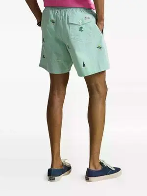 Polo Ralph Lauren Embroidered Striped Swim Shorts - Green