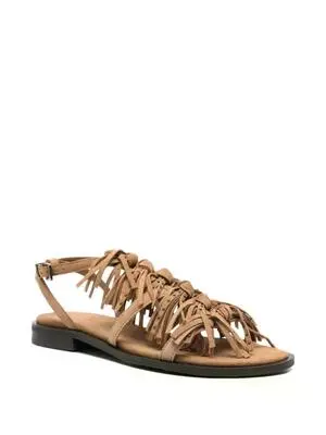 Ash Fringe-detailed Suede Flat Sandals - Neutrals