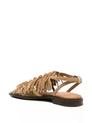 Ash Fringe-detailed Suede Flat Sandals - Neutrals