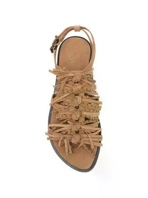 Ash Fringe-detailed Suede Flat Sandals - Neutrals